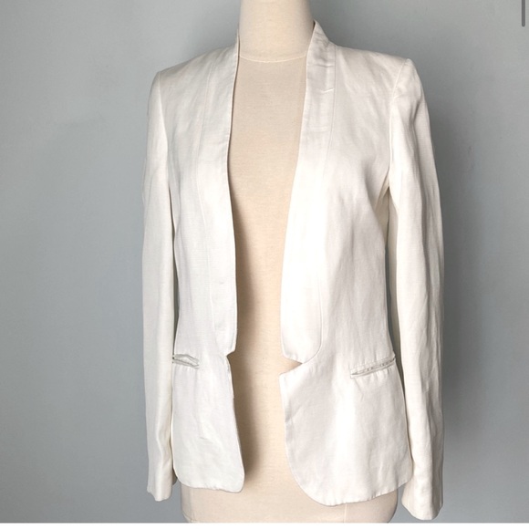 Zara | Jackets & Coats | Zara Blazer White Linen Blend | Poshmark